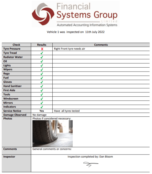 Small Vehicle Check – Financial Systems Group